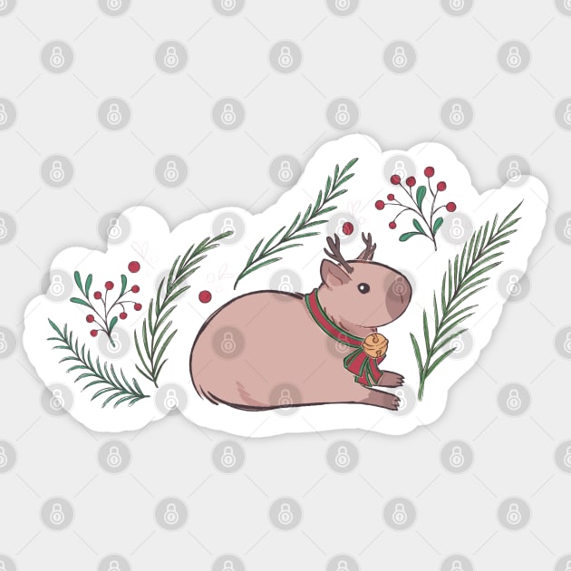 Reindeer Capybara [Colour] - Capybara - Sticker | TeePublic