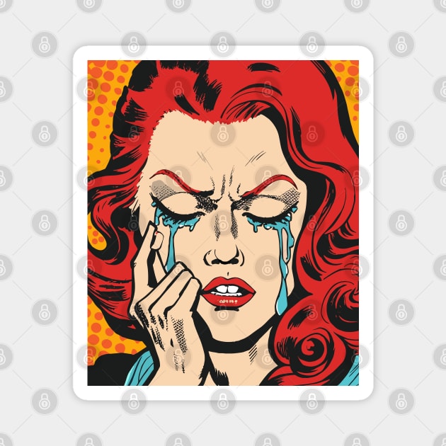 pop art crying girl - Crying Girl - Magnet | TeePublic