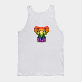 Baby Elephant with Glasses and Gay Pride Rainbow Flag - Gay Pride - T ...