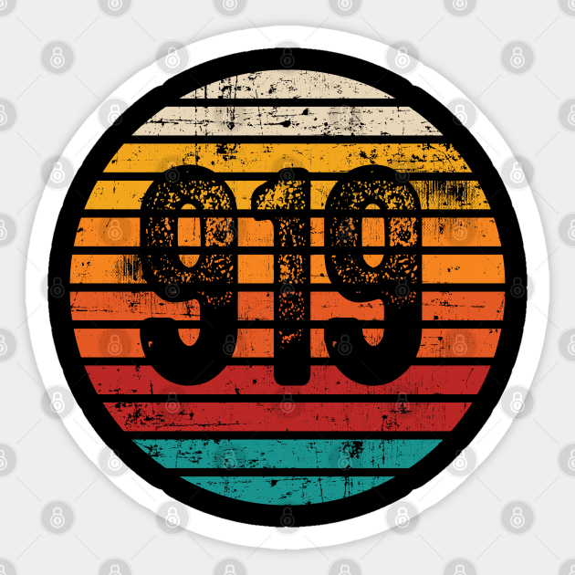 Distressed Vintage Sunset 919 Area Code - 919 Area Code - Sticker ...