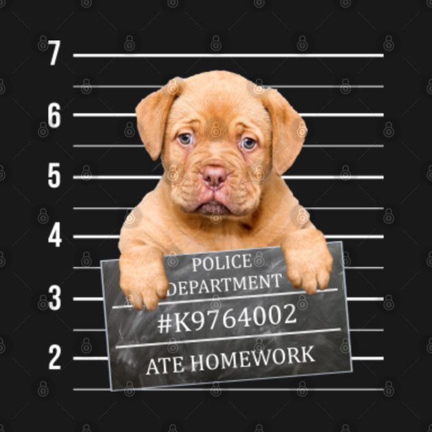 Cute Puppy Dog Mug Shot Graphic. Puppy Ate Homework. - Mugshot - T ...
