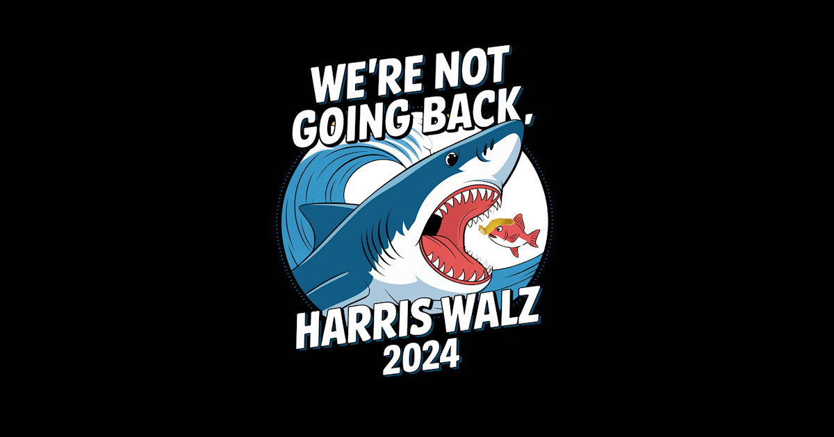 Blue Wave 2024 Funny Big Fish Eat Little Fish Trump Hair - Harris Walz ...