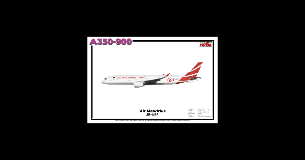 Airbus A350-900 - Air Mauritius (Art Print) - A359 - Posters and Art ...