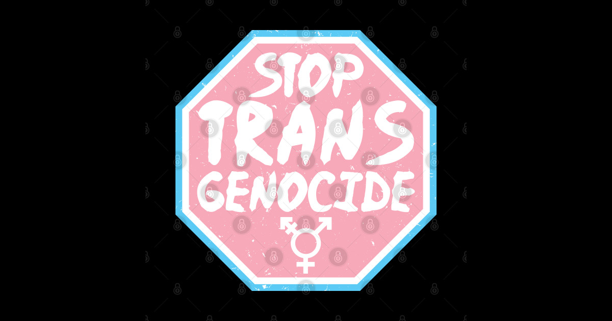 Trans Rights - STOP TRANS GENOCIDE - Pink - Trans Rights - Sticker ...