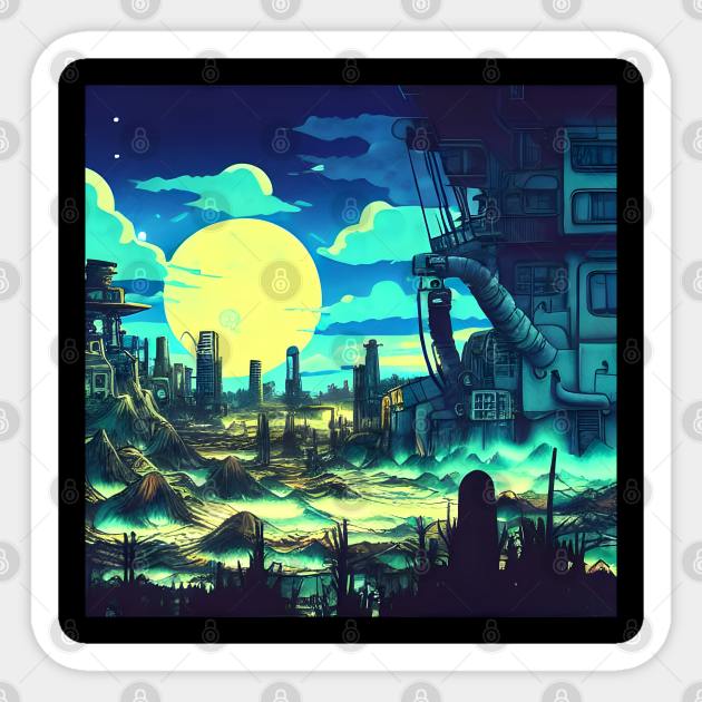 post-apocalyptic land on a starry night - Post Apocalyptic - Sticker ...
