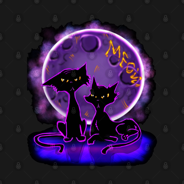 Cosmic Black Cats - Space Cats - T-Shirt | TeePublic