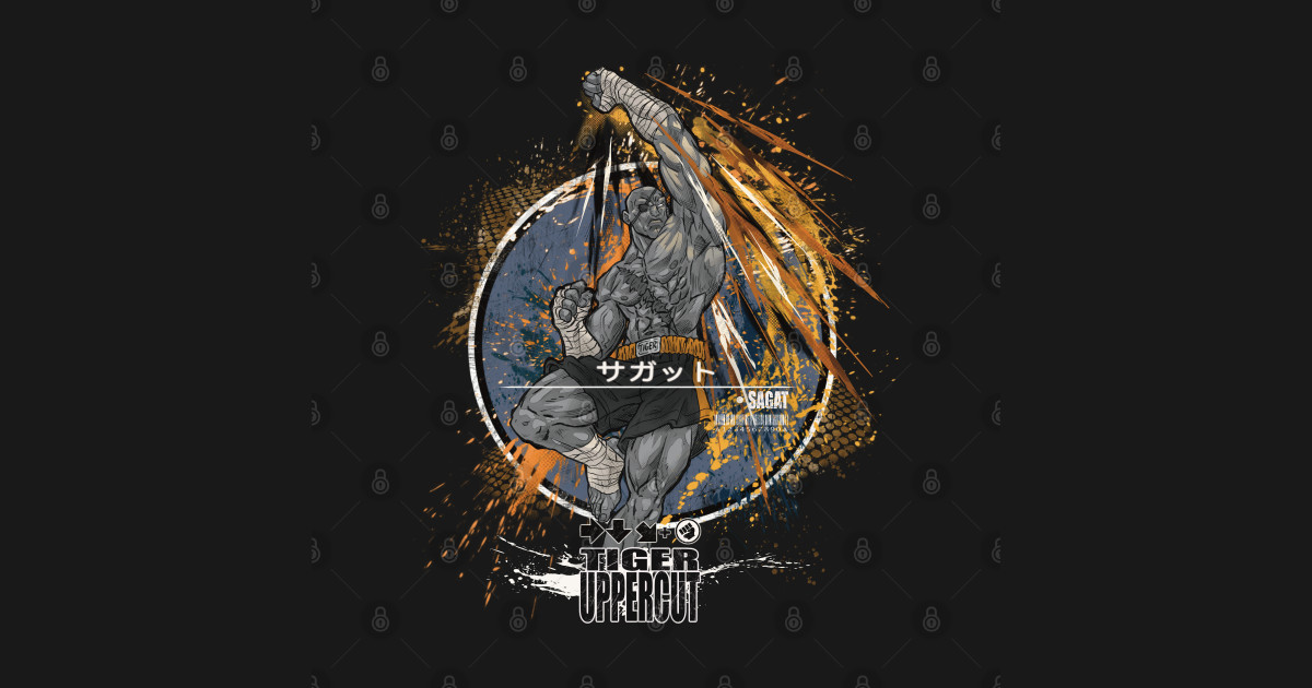 SAGAT: TIGER UPPERCUT - BLACK/YELLOW - Street Fighter - Long Sleeve T ...