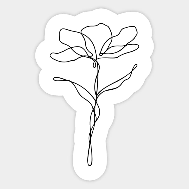 Floral Line Art - Flower Line Art - Sticker | TeePublic
