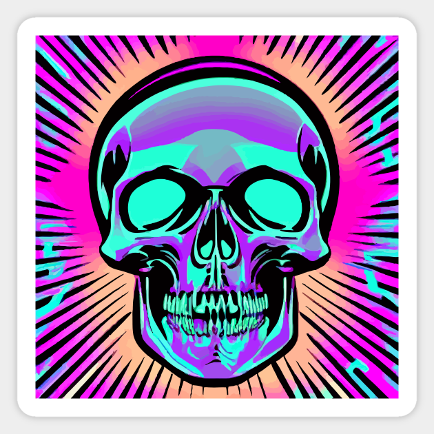 #SkullLove Synthwave Skull 001 - Skull Design - Sticker | TeePublic