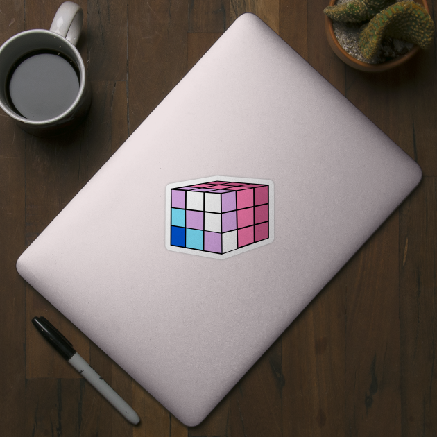 Rubik Cube Pride Flag - Bigender Pride - Sticker | TeePublic