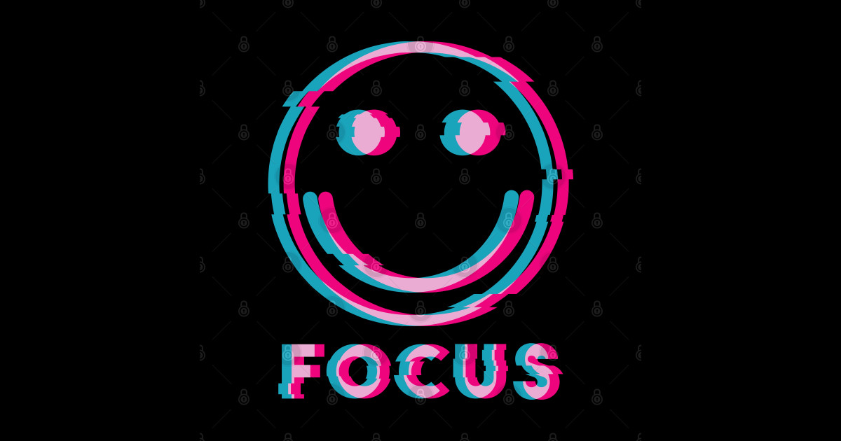 Glitch Smiley Face Focus (pink and blue glitch) - Glitch Smiley Face ...