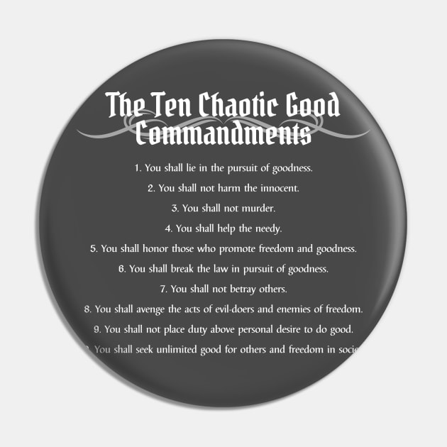 The Ten Chaotic Good Commandments - Alignment Print - Chaotic Good ...