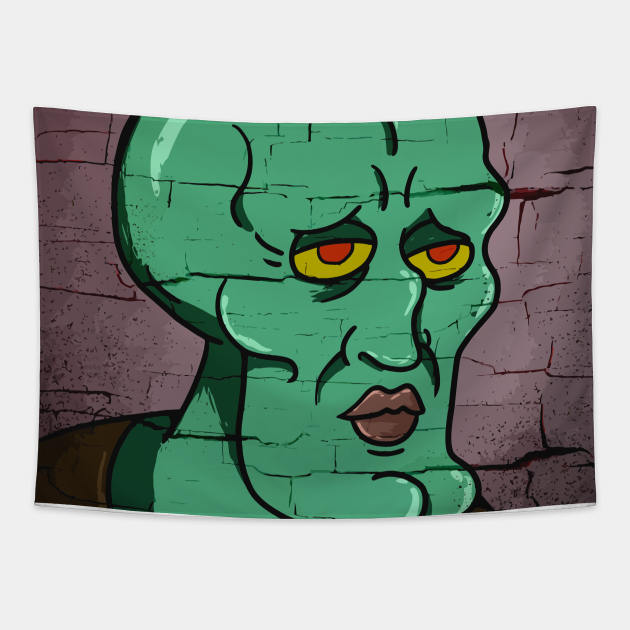 Handsome Squidward Distressed Style Vector Draw - Handsome Squidward ...