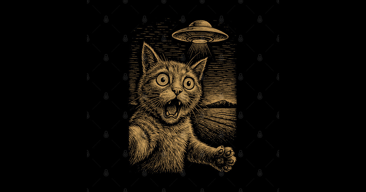 Cat UFO Meme Funny Cat Selfie with UFO - Cat Selfie With Alien Ufo ...