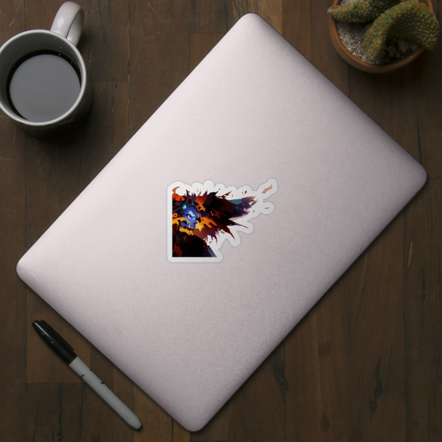 Blue Horned Demon Right Wing - Demon - Sticker | TeePublic