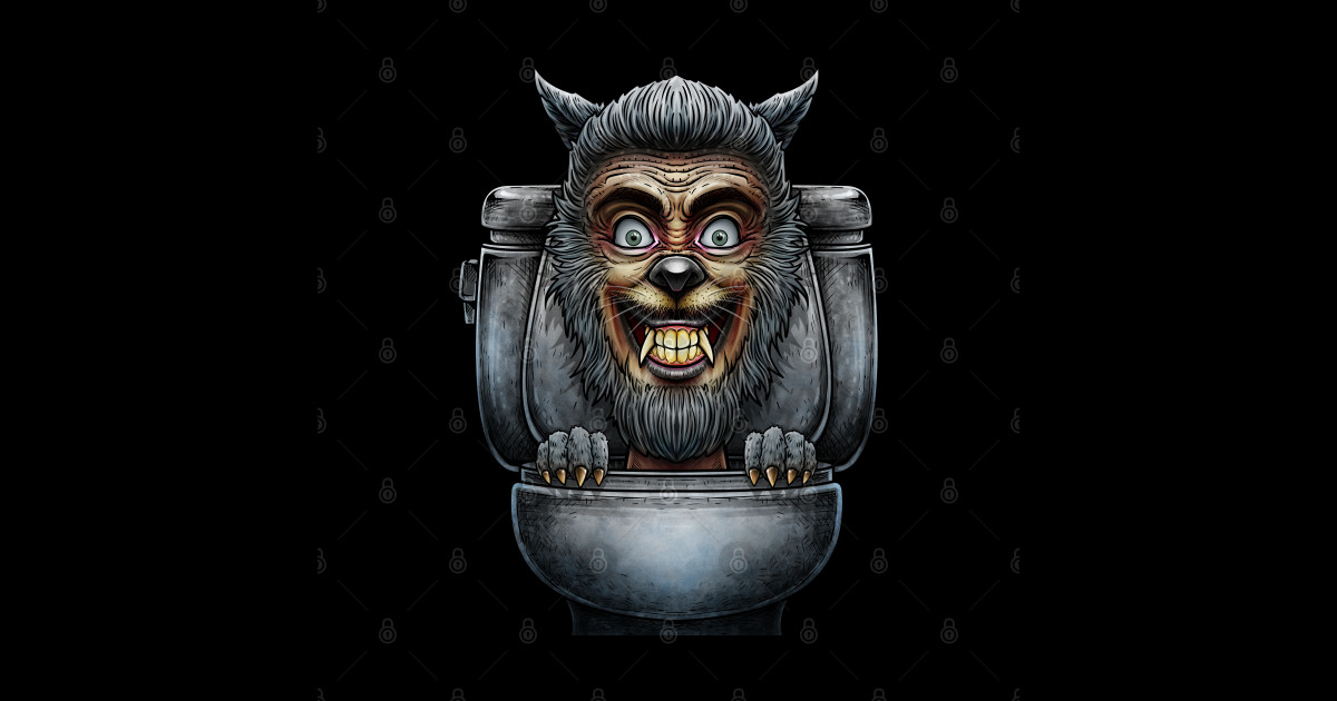 Horror toilet Monster #45 - Warewolf - Sticker | TeePublic