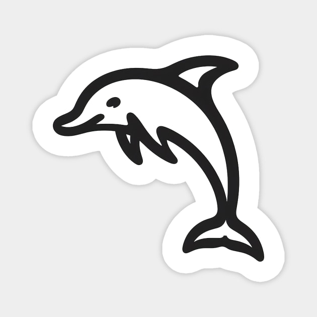 Stick Figure of a Dolphin in Black Ink - Stick Figure Dolphin - Magnet ...