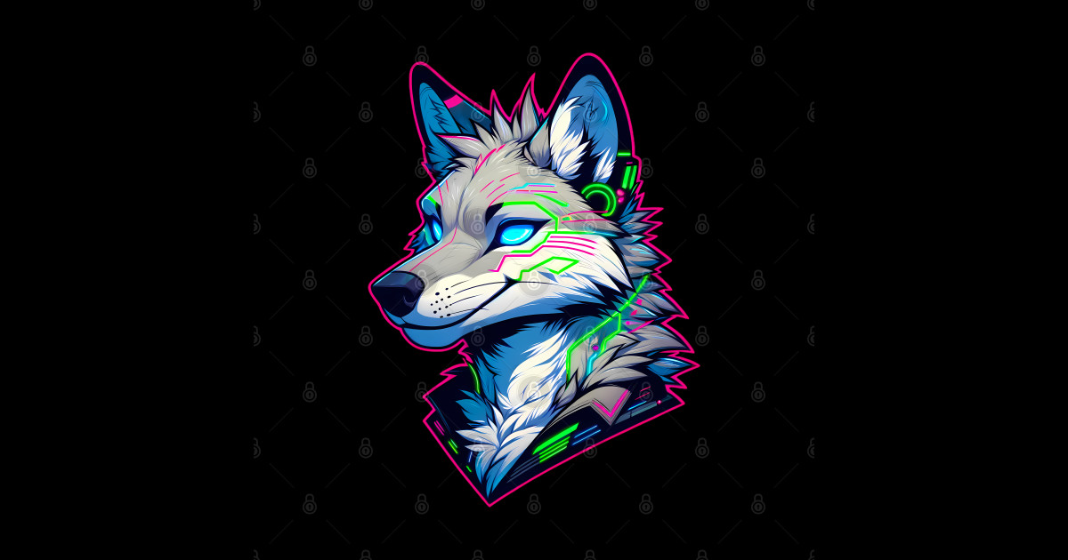Cyberpunk Neon Furry Anthro Coyote - Furry - Posters and Art Prints ...