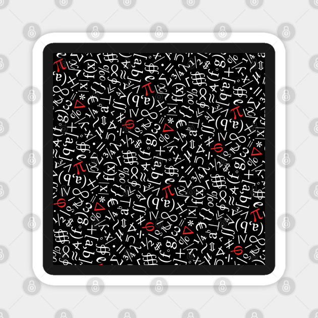 Math Symbols in Red, Black and White - Math Symbols - Magnet | TeePublic