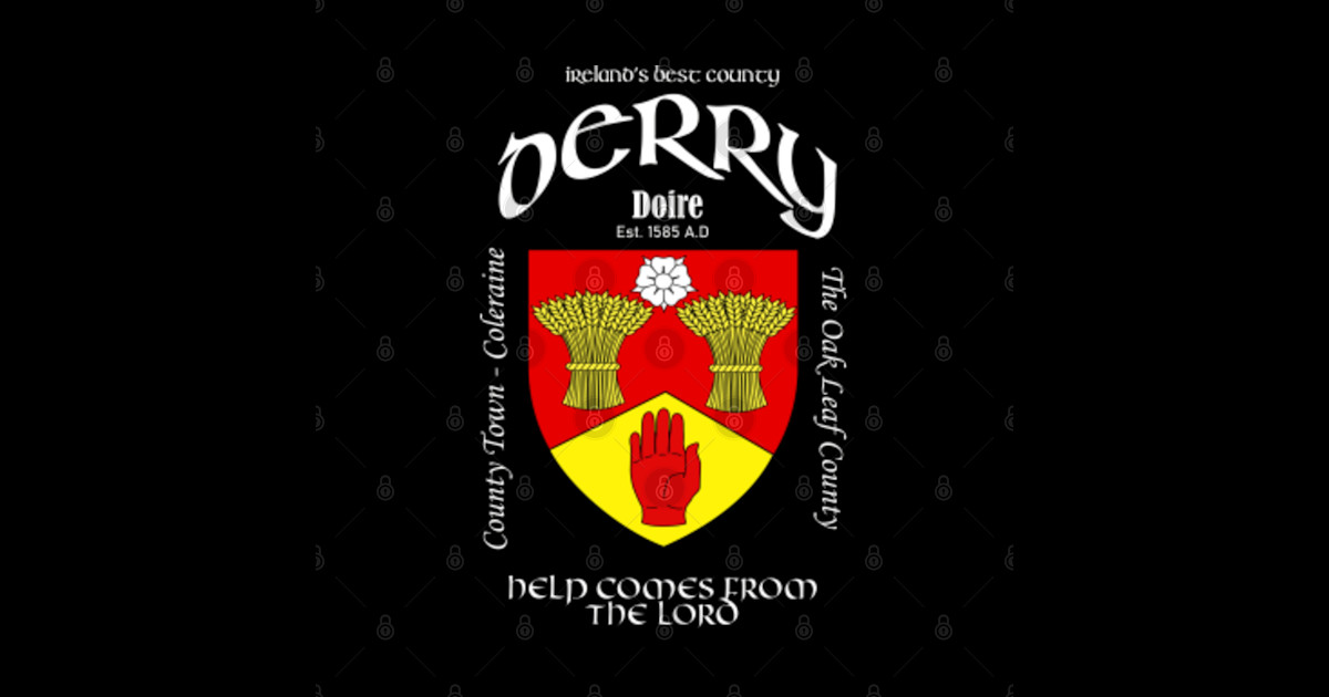 Derry Ireland Irish Crest Coat of Arms - Derry - Sticker | TeePublic