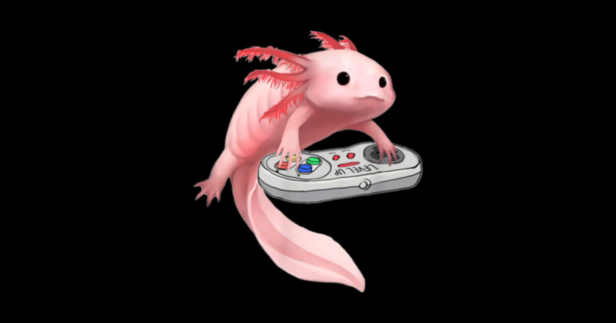 Axolotl playing game, gamer - Axolotl Lover Gamer - Posters and Art ...