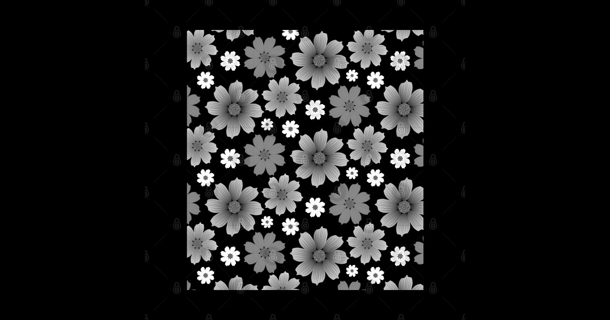 Black and white flower pattern - Black And White Flower - Sticker ...