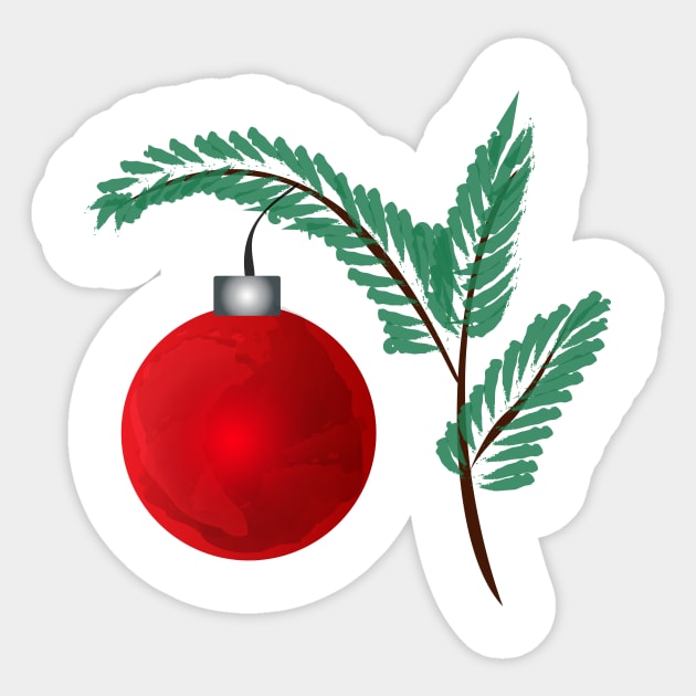 Beautiful christmas red bauble - Christmas Bauble - Sticker | TeePublic