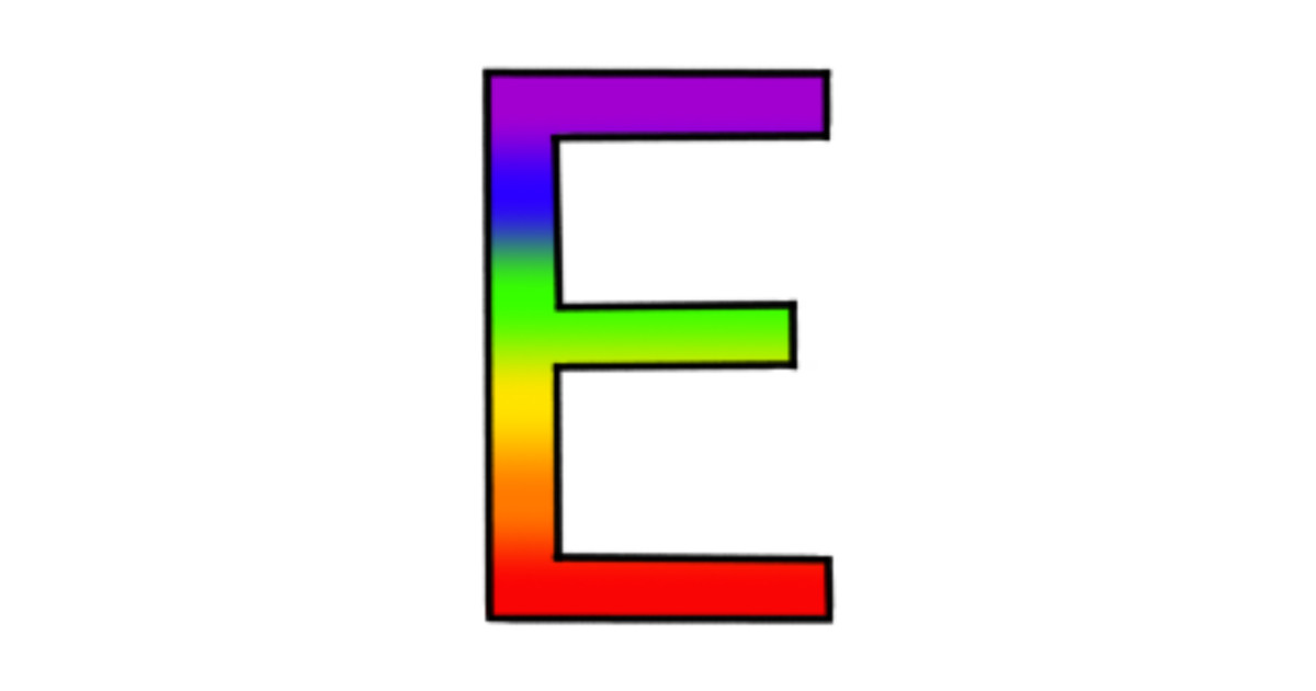Rainbow Letter E with Black Outline - Rainbow - Pin | TeePublic
