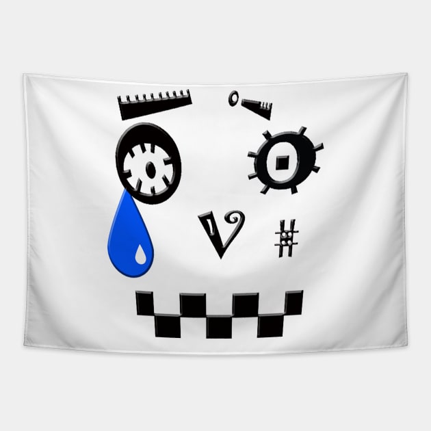 ASCII Robot is Crying a Blue Tear - Ascii Art - Tapestry | TeePublic