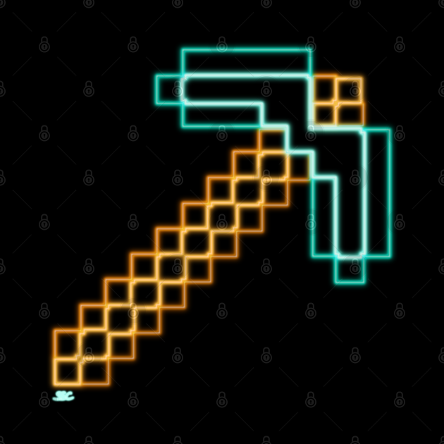 Neon Diamond Pickaxe - Minecraft - Pin | TeePublic