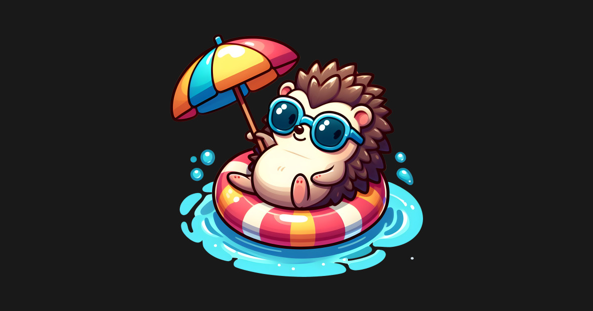 Hedgehog having fun in the pool - Cute - T-Shirt | TeePublic