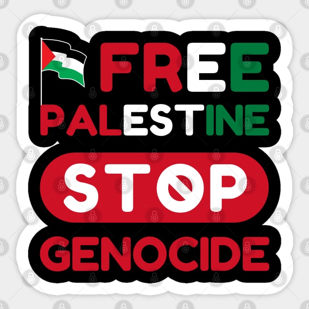 Free Palestine Stop Genocide - Free Palestine Stop Genocide - Sticker ...