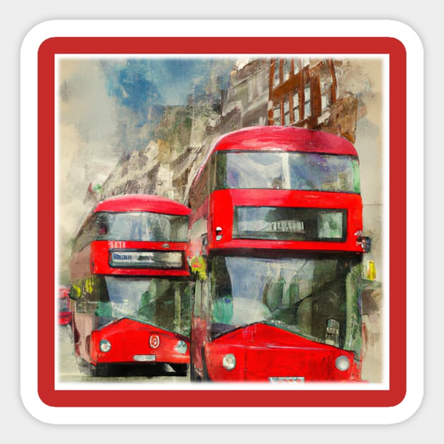 Double Decker Bus Watercolor - Double Decker Bus - Sticker | TeePublic