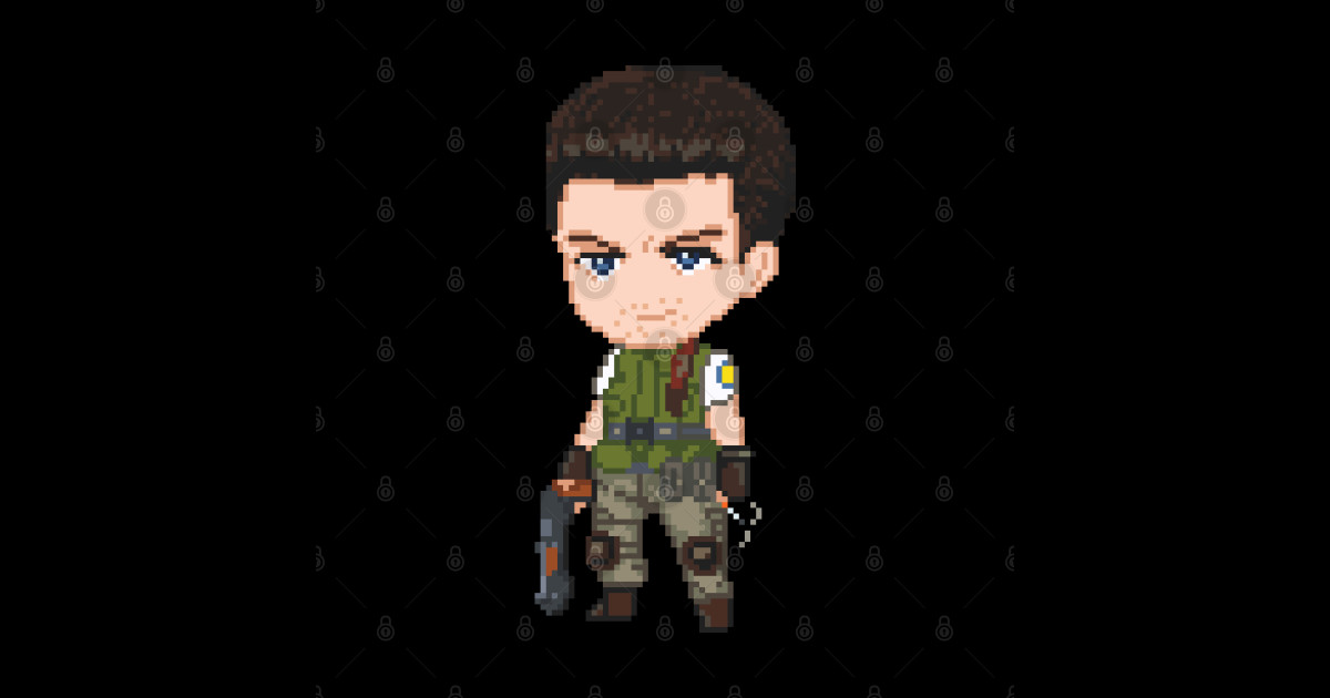 Chris Redfield Resident Evil Pixel Art - Resident Evil - Sticker ...