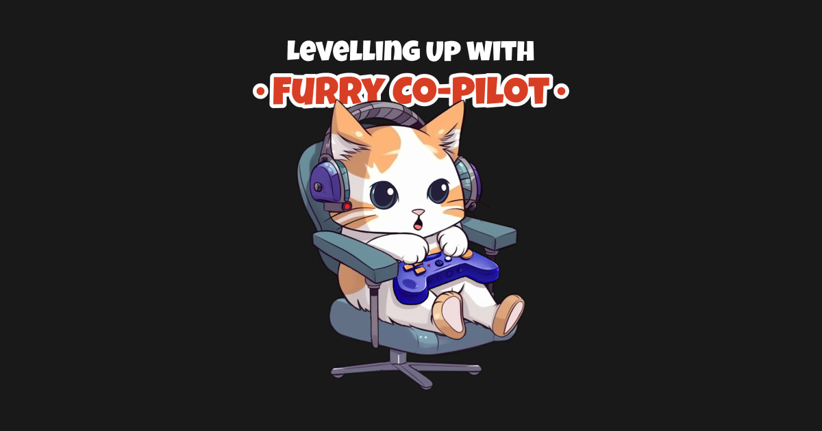 Levelling Up with Furry Co-Pilot - Video Game - T-Shirt | TeePublic