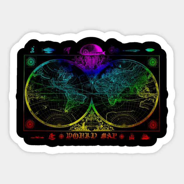 world map vintage - World Map - Sticker | TeePublic