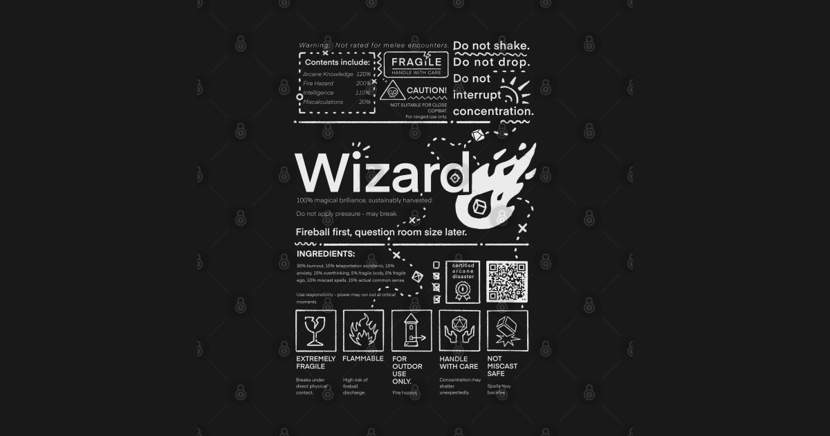 D&D Classes - Wizard: Handle with Care | DnD Survival Kit - Wizard - T-Shirt | TeePublic