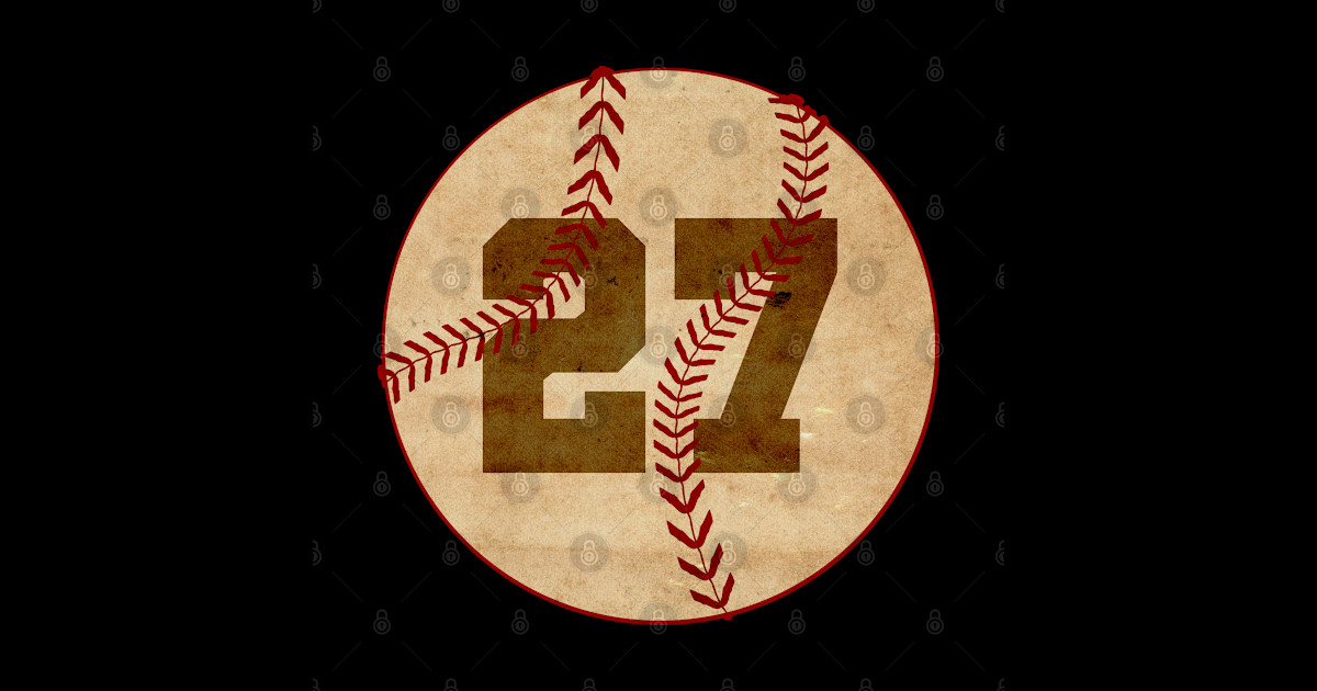 Baseball number || 27 || Vintage - Baseball - Sticker | TeePublic