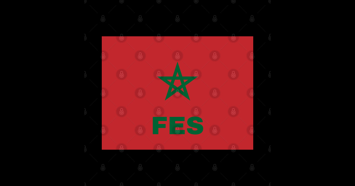Fes City in Moroccan Flag - Moroccan Flag - Sticker | TeePublic