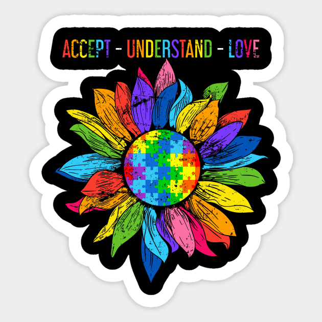 Colorful Sunflower Gift Autism Awareness - Autism Awareness - Sticker ...
