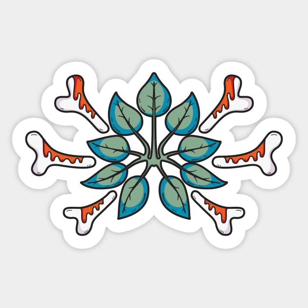 leaves and bones - Bones - Sticker | TeePublic