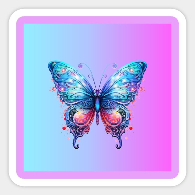 Pastel Gradient Blue Butterfly - Butterfly Lover - Sticker | TeePublic