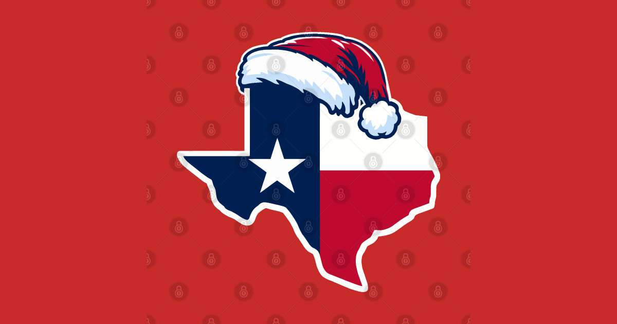 Christmas Texas State Flag Map Santa Hat - Texas - T-Shirt | TeePublic