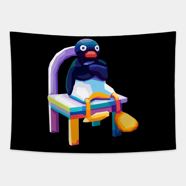 Angry Pingu meme Wpap Pop Art - Meme - Tapestry | TeePublic