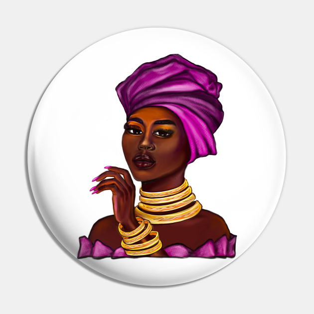 Queen side eye Black is beautiful black girl with Gold bangles, neck ...