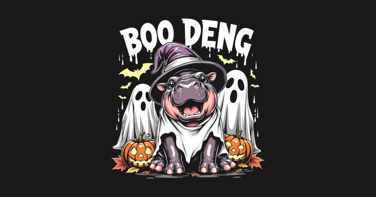 Cute Baby Hippo Moo Deng Funny Pygmy Hippopotamus Halloween - Moo Deng ...