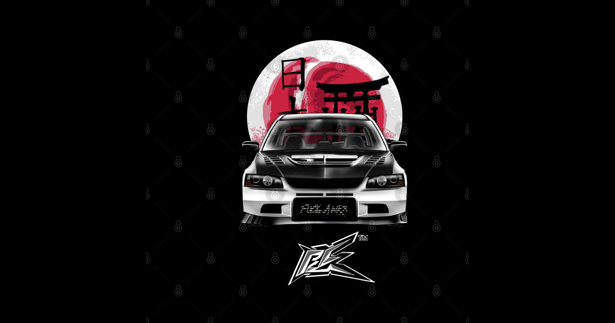 mitsubishi evo 9 stanced black bonnet - Mitsubishi Evolution - Sticker ...