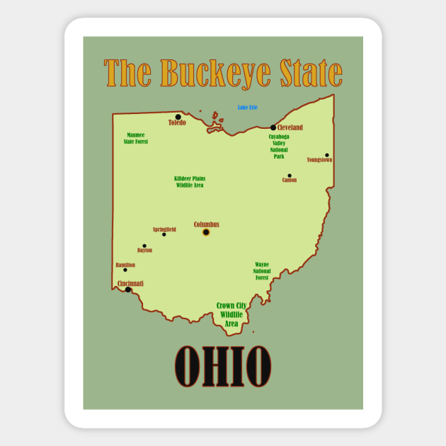 Ohio Map - Ohio - Sticker | TeePublic