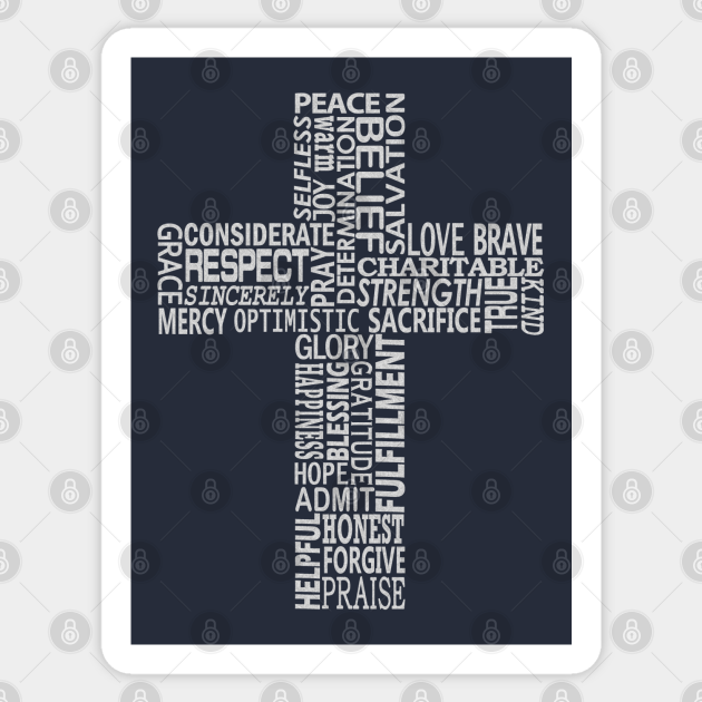 Cross with words - Designs - Sticker | TeePublic