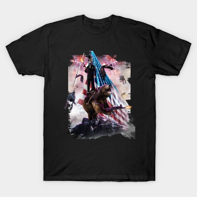Abe Lincoln Riding Bear - Abe Lincoln Riding Bear - T-Shirt | TeePublic